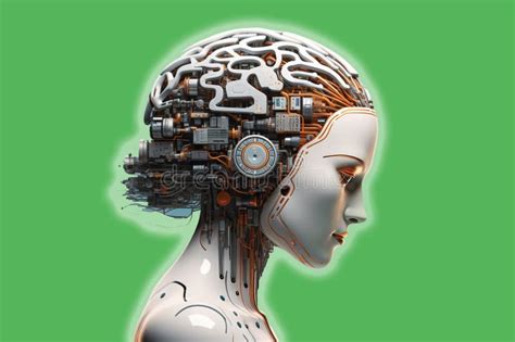 Futuristic Digital Human Profile Displaying Neural Network Brain