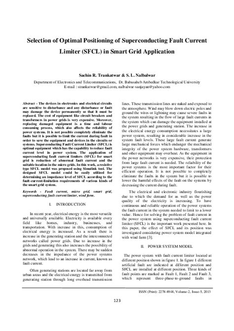 Pdf Selection Of Optimal Positioning Of Superconducting Fault Current