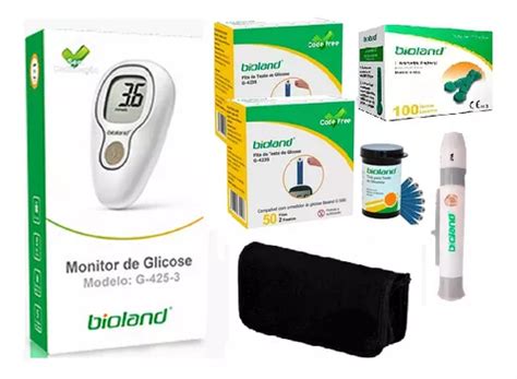 Kit Monitor De Glicose C 125 Tiras Lancetas Bioland G425 3 Frete grátis