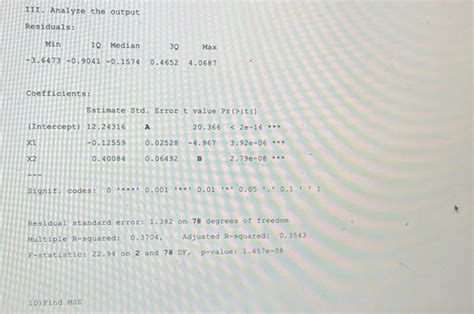 solved iii analyze the output residuals