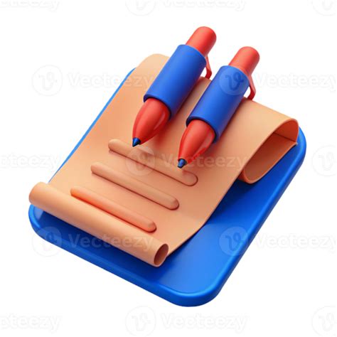 3D Render Of A Notepad With Two Pens 52560528 PNG