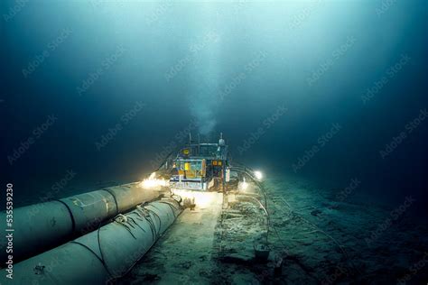 Underwater Robot Repairing Russian Gas Pipelines Under The Sea And