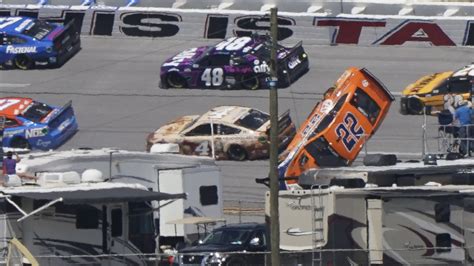 Joey Logano Goes Airborne In Wild Talladega Wreck During Geico 500
