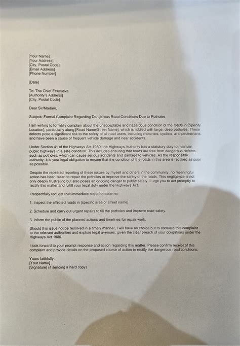 Official Complaint Letter