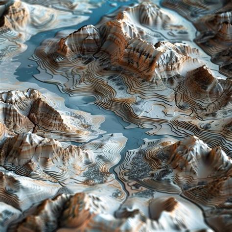 3d rendering of an abstract geographic resource map with detailed