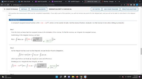 Solved Part Tutorial Exercise Find The Indefinite Integral Chegg