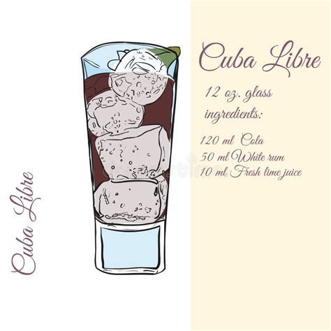 Cuba Libre Hand Drawn Vector Illustration Of Cocktail Colorful
