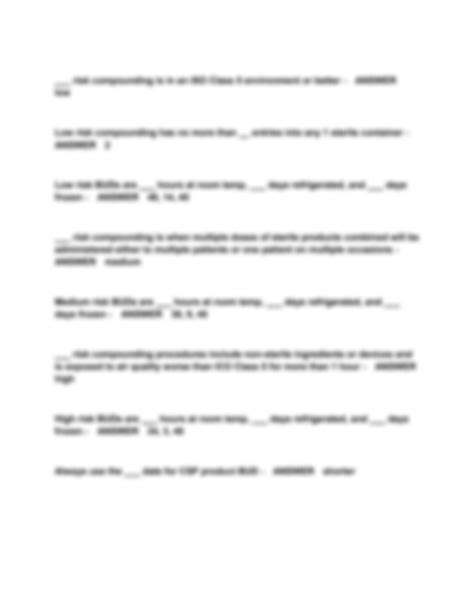 SOLUTION Fpp Sterile Compounding Exam With Questions And Answers Studypool