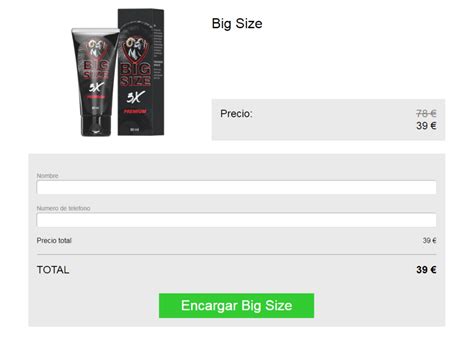 Big Size Gel Crema Ingredientes Precio Reseñas Original Costo