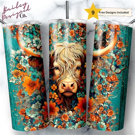 Teal Highland Cow Tumbler Etsy