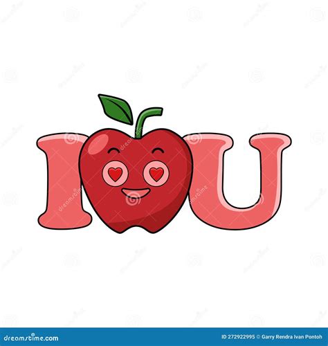 Set Of Apple Emojis Kawaii Style Icons Fruit Characters Vector