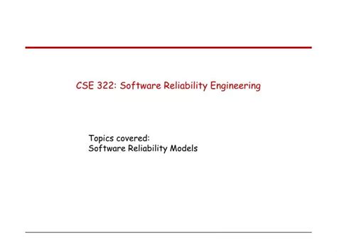 PPT CSE Software Reliability Engineering PowerPoint Presentation ID