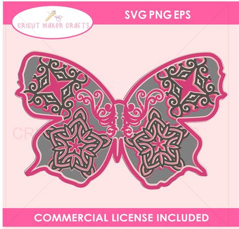 Butterfly 3d Mandala Svg 3d Layered Mandala Svg Cut File For Cricut
