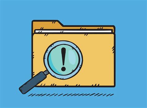 Folder Along With A Magnifying Glass And An Exclamation Point To Warn The User Vector Hand