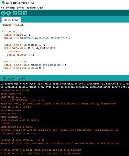 Problema Caricamento Sketch Su ESP Hardware Arduino Forum