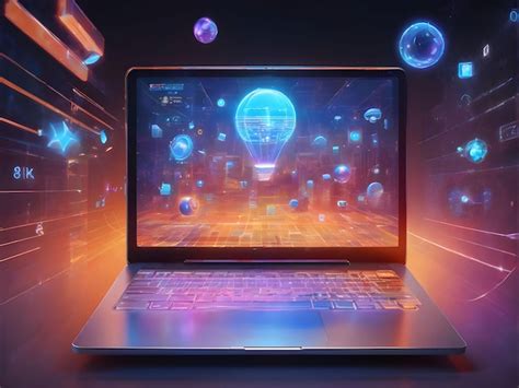 Digital Future Laptop Interface Premium Ai Generated Image