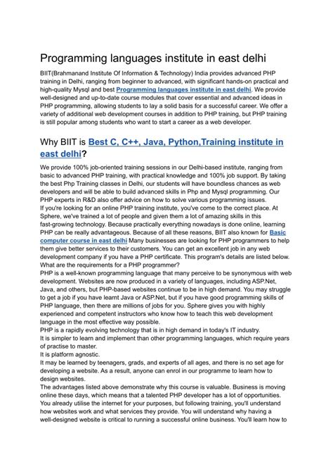 ppt programming languages institute in east delhi powerpoint