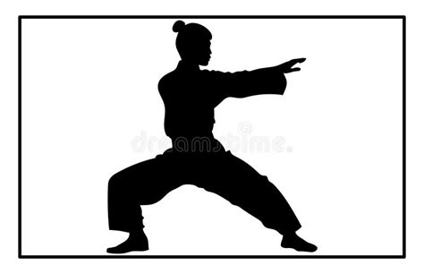 Wushu Silhouettes Set Martial Arts Wushu Athletes Different Action