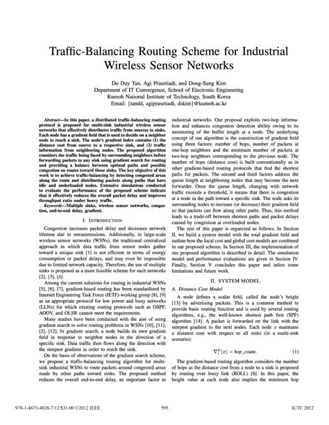 Pdf Traffic Balancing Routing Scheme For Industrial Wireless Sensor Networks