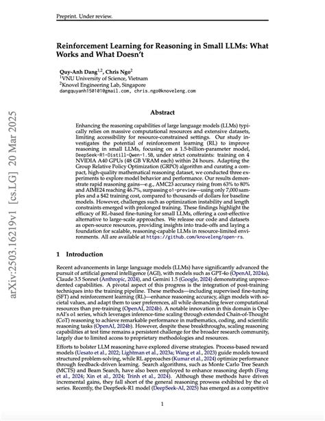 Montreal Ai Reinforcement Learning For Reasoning In Small Llms What