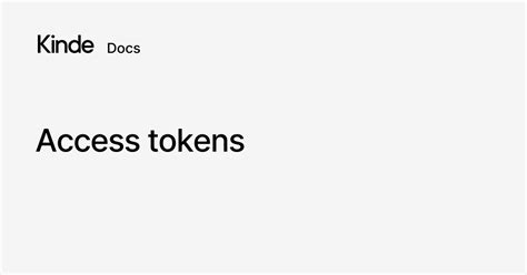 Access Tokens Kinde Docs