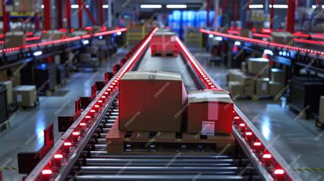 A Package Scanning Assembly Line In A Warehouse Showing Efficiency And