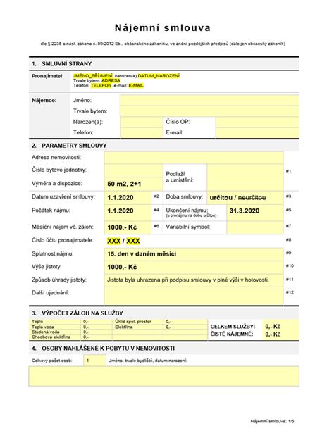Vzor Nájemní Smlouvy Byt Dům Pdf