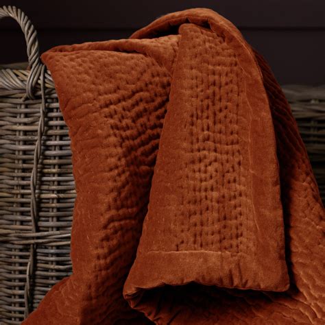 Haze Sunset Velvet Quilted Throw Orange Throws Additions Voyage