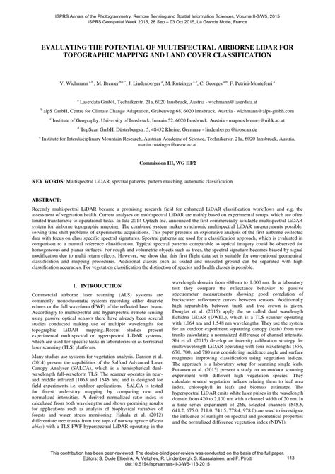 pdf evaluating the potential of multispectral airborne lidar for
