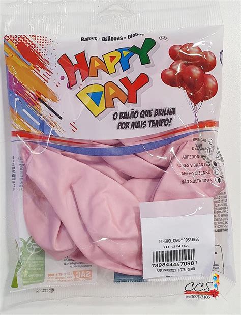 Balão De Látex 16 Polegadas Perolizado Candy Color Rosa Bebe Com 10 Unidades Happy Day Ccs