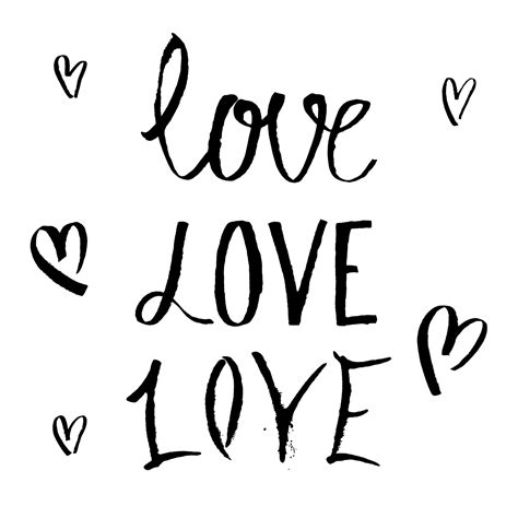 Lettering Love In Three Different Fonts Handwritten Vector Set In