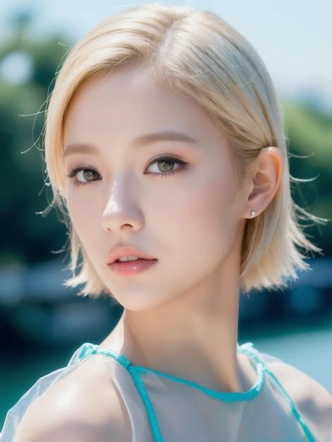 Premium Photo Portrait Of Beautiful Japanese Women With Blonde Short