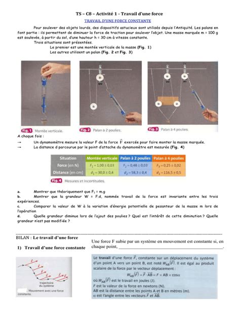 Ts C8 Activite 1 Travail D Une Force