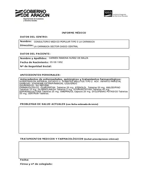 Modelo Informe Medico Pdf