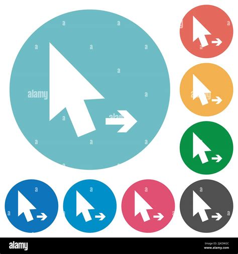 arrow cursor right solid flat white icons on round color backgrounds