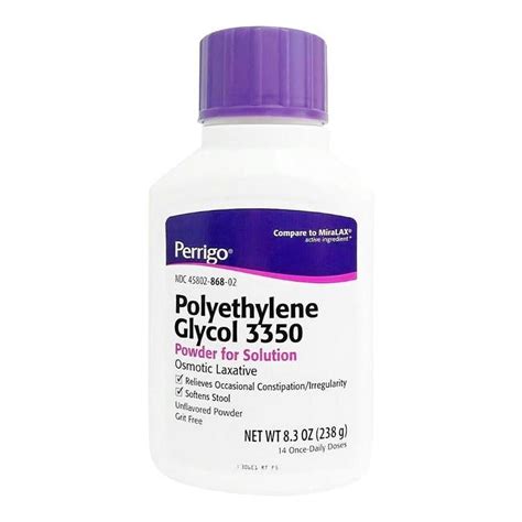 842626 Ea 8 3 Oz Polyethylene Glycol 3350 Cathartic And Laxative 17 G
