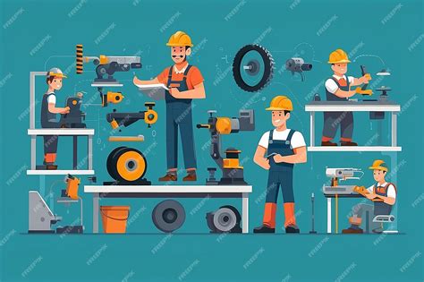 Flat Style Vector Assembler Character Illustration Premium Ai