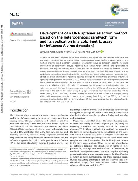 Pdf Development Of A Dna Aptamer Selection Method Based On The