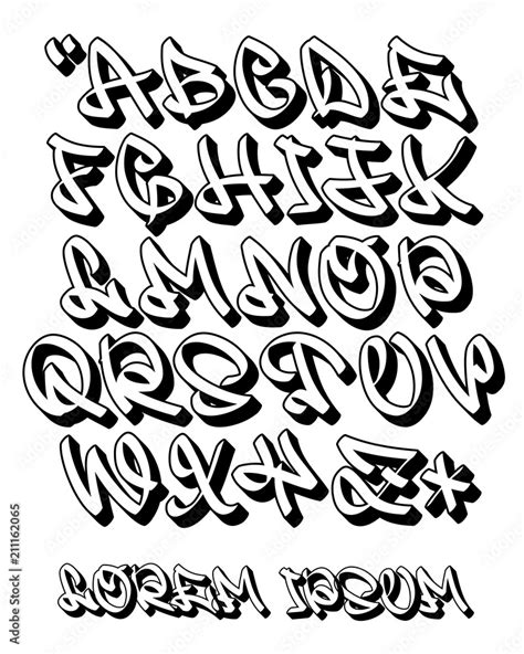 Graffiti Alphabet 3d Hand Written Vector Font Stock Vector Adobe Stock
