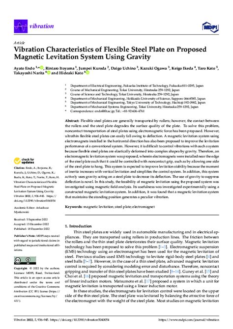 Pdf Vibration Characteristics Of Flexible Steel Plate On Proposed Magnetic Levitation System