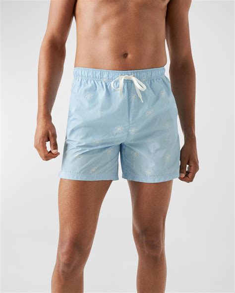 Eton Mens Palm Tree Print Swim Trunks Neiman Marcus