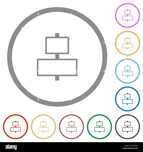 Align To Center Outline Flat Color Icons In Round Outlines On White