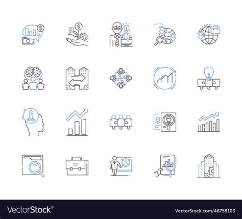Business Metrics Outline Icons Collection Revenue Vector Image