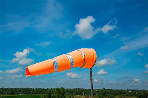 Premium Photo Windsock Blowing On Cloudy Sky Orange Cone Wind Speed