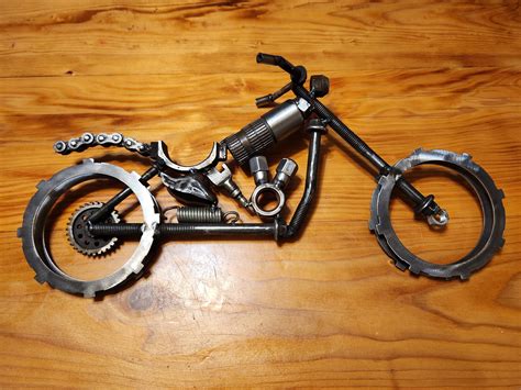 Scrap Metal Motorcycle Sculpture Etsy