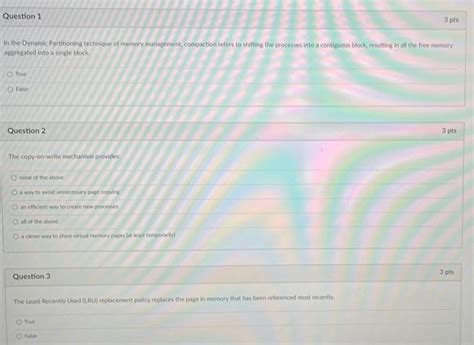 Solved Question 1 3 Pts In The Dynamic Partitioning
