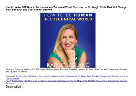 Ppt Kindle Online Pdf How To Be Human In A Technical World Discover The Six Magic Sk