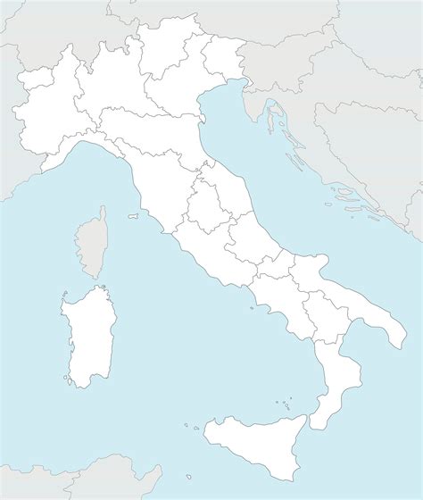 Vector Blank Map Of Italy With Regions And Administrative Divisions