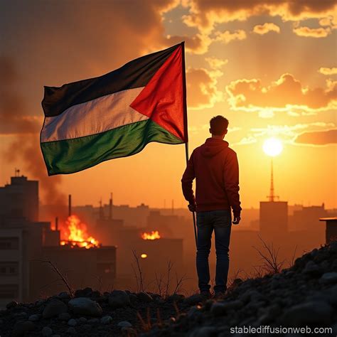 Painful Palestinian Flag And Destruction Stable Diffusion Online