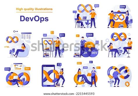 Devops Web Concept People Scenes Set Stock Vector Royalty Free Shutterstock
